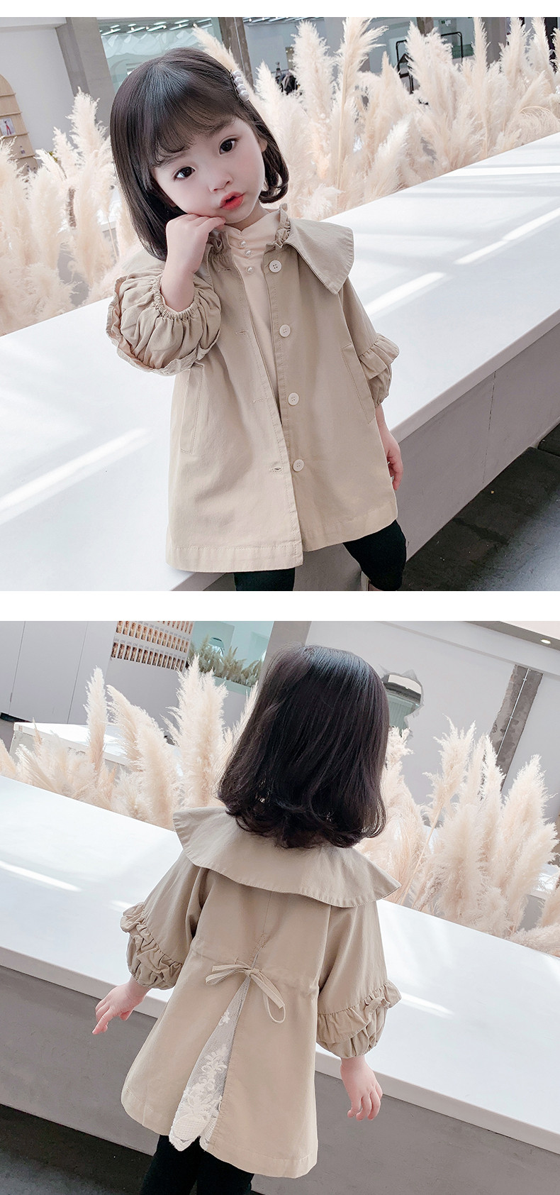 Badu.gr Μοντέρνο παιδικό παλτό με κουμπιά και κορδόνια για κορίτσια - Badu.gr